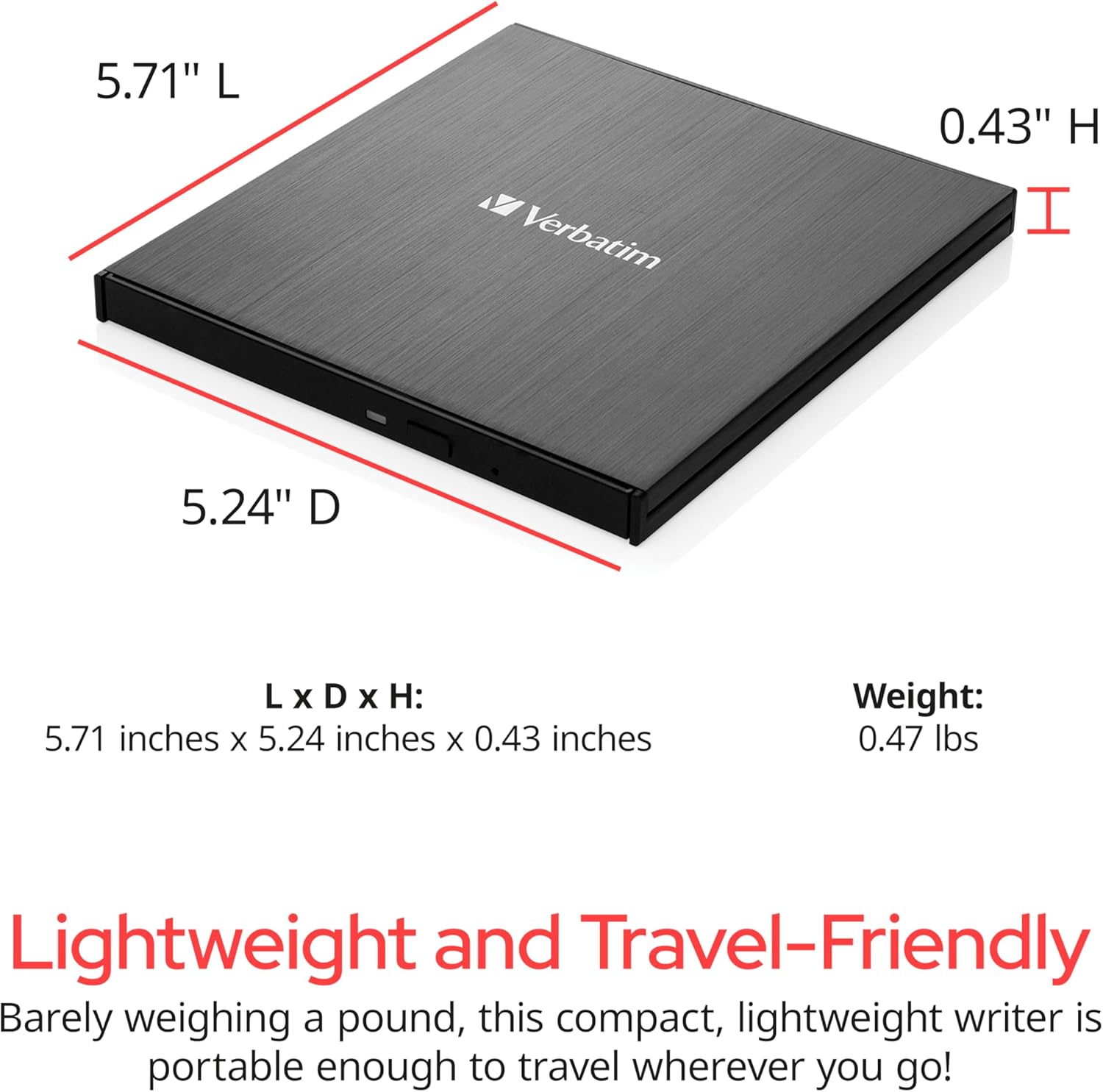 Verbatim 43888 4K UHD Blu-ray Burner External Drive BD-RE BU40N LG FLA ...